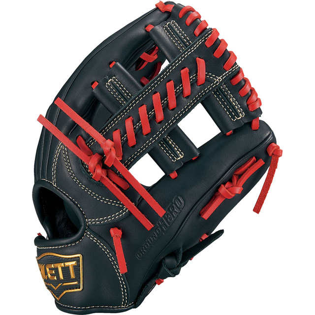 ZETT/ゼット 限定 少年軟式グラブ グランドヒーロー ブラック レッド 野球 グローブ サイズM 少年用 ジュニア キッズ 子供 少年軟式オールラウンド用 BJGB76380-1964 ...